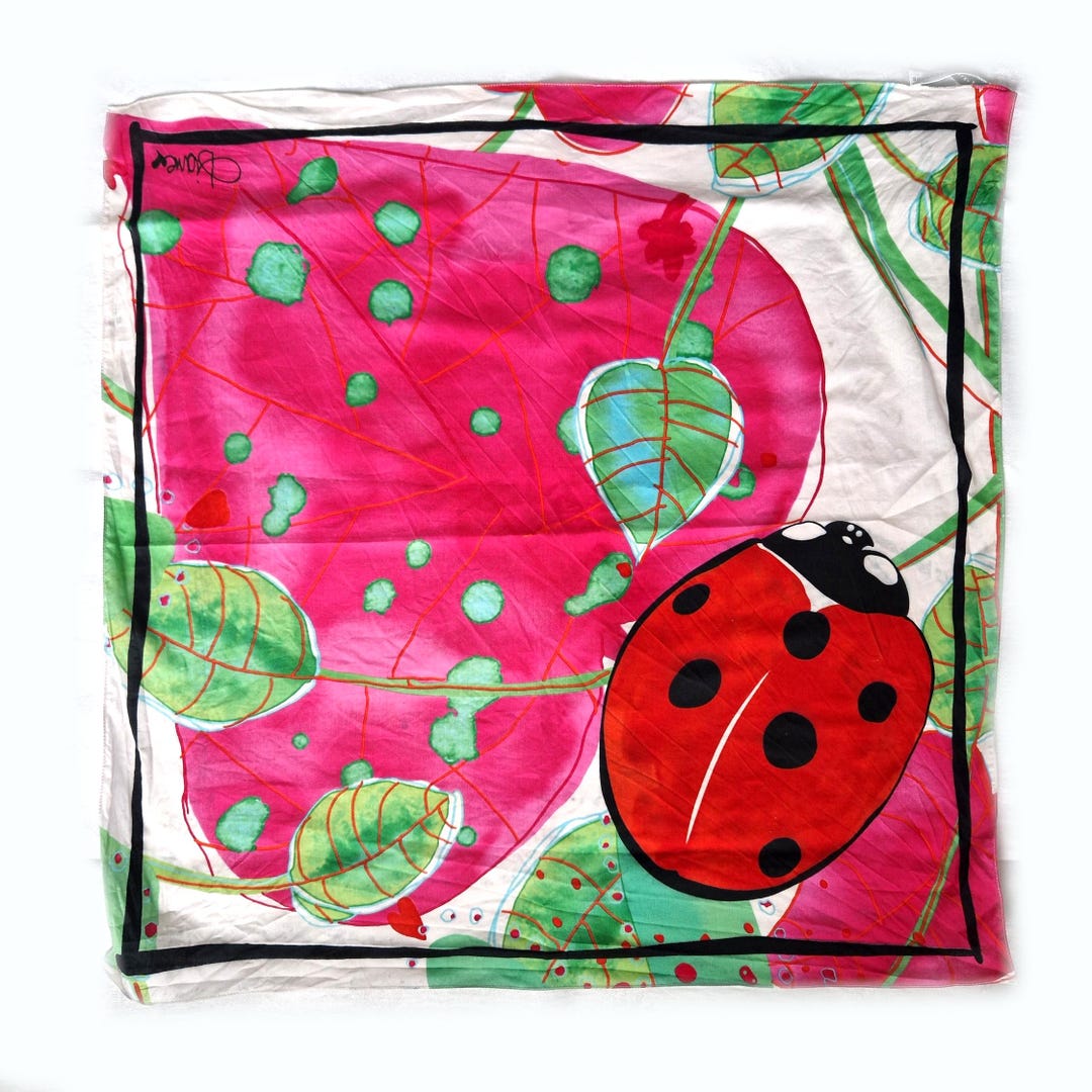 Vintage Diane Von Furstenberg Ladybug Scarf, Pink, Red, Cotton, 58cm - Etsy