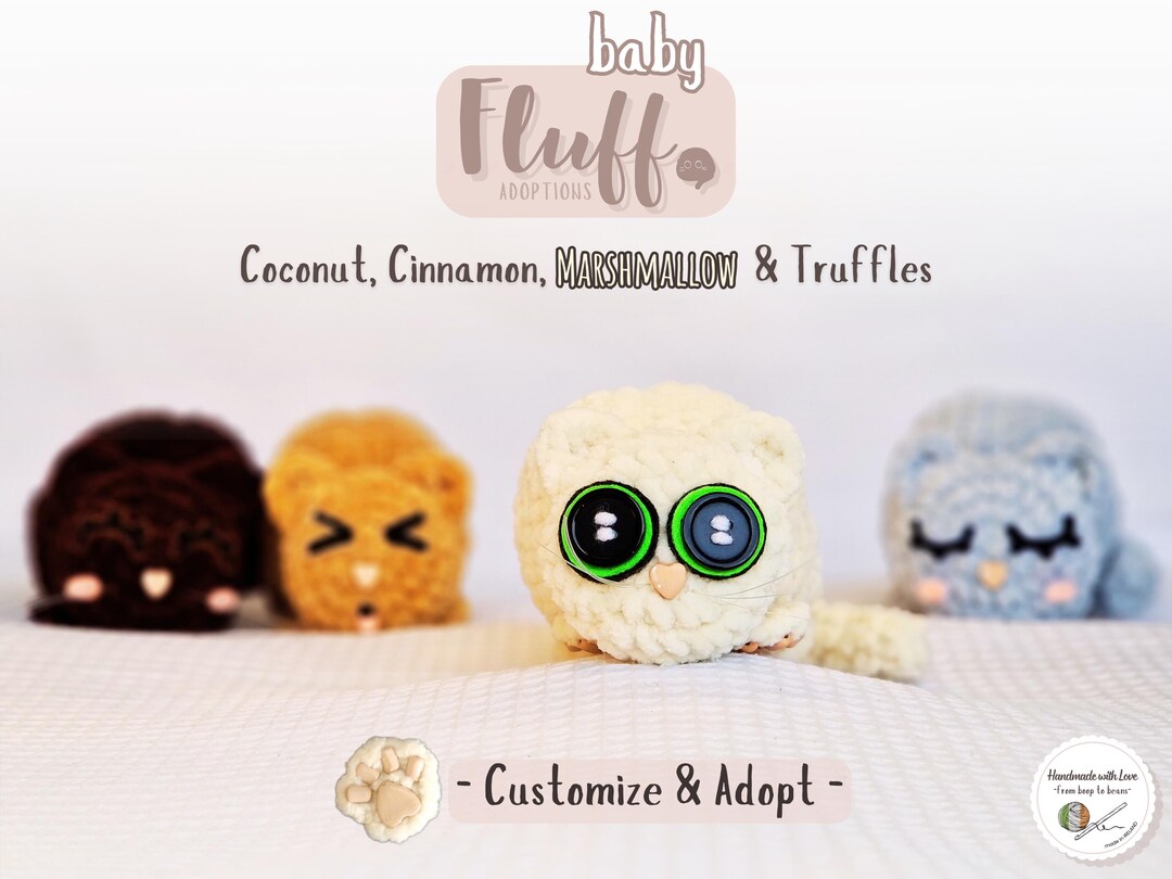 Baby Fluff Marshmallow Fluff Adoptions Crochet Stuffed Animal Cat Toy ...