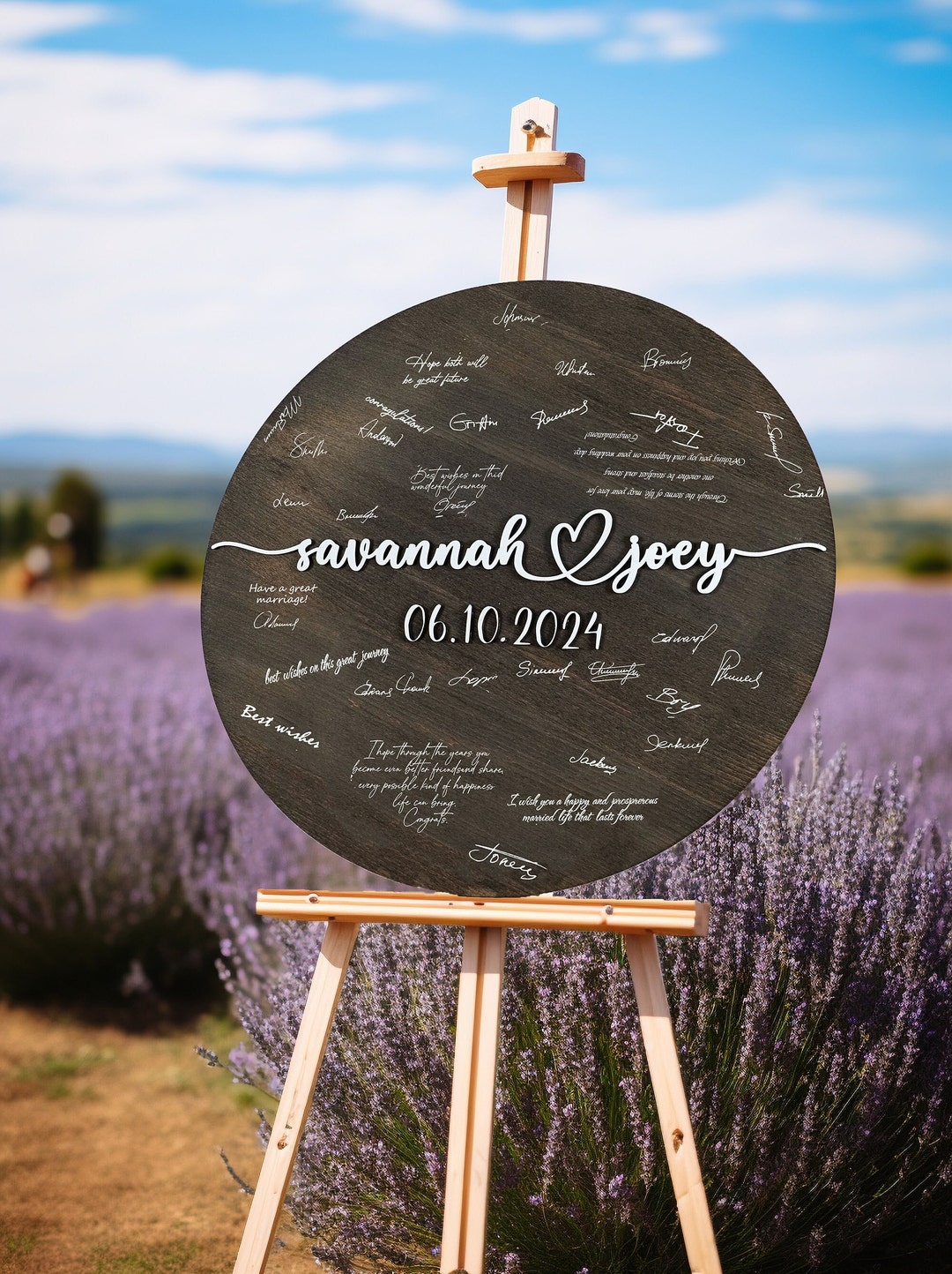 Personalized Circular Wood Welcome Sign Wedding Guest Book Alternatives ...