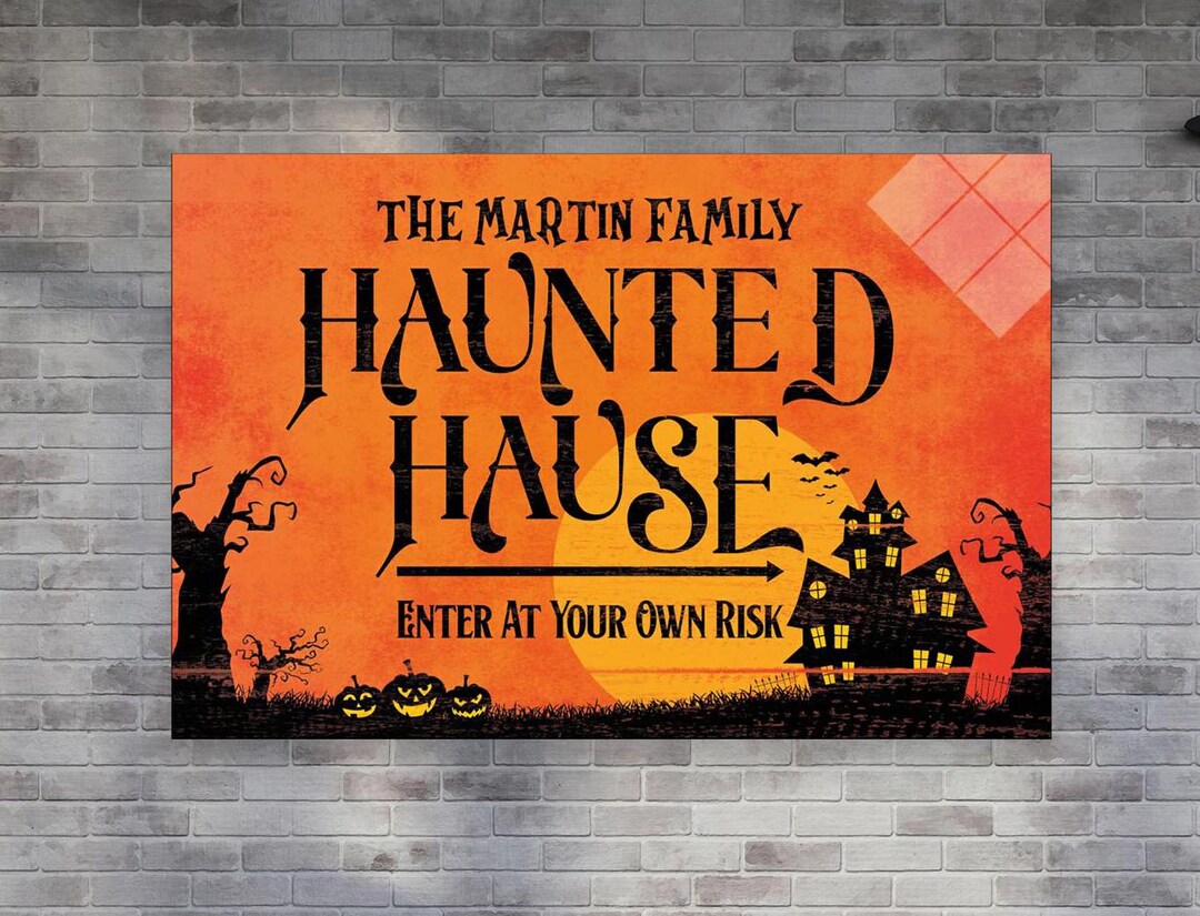 Personalized Haunted House Halloween Sign: Spooky Tempered Glass Wall ...