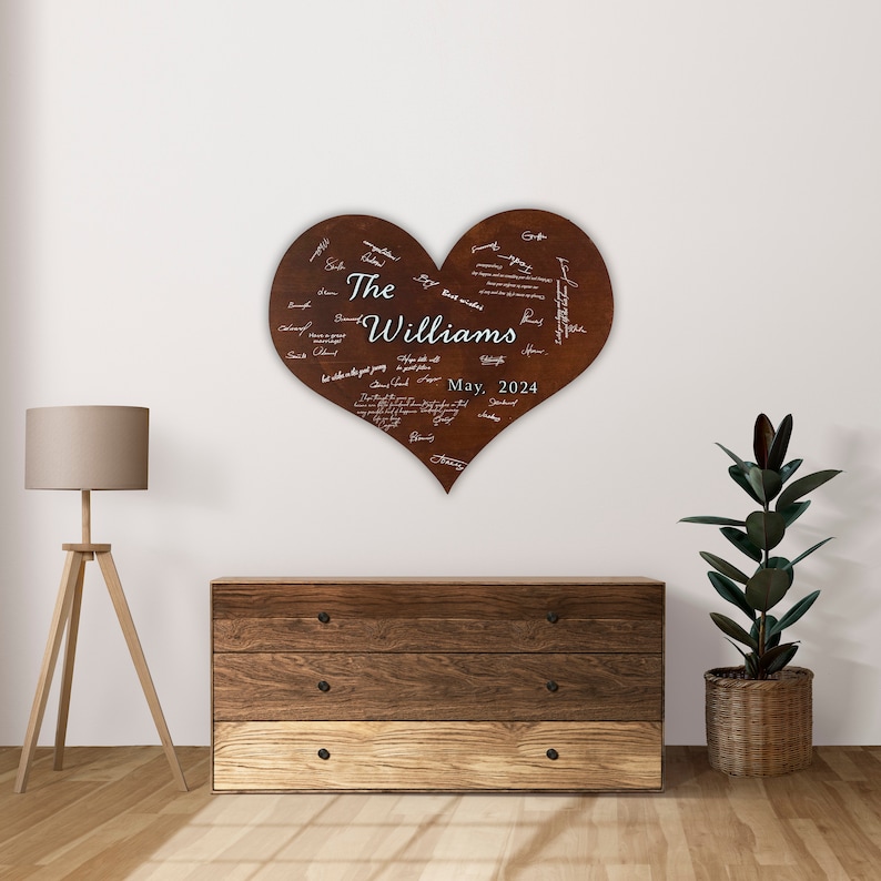 Custom Heart Wood Welcome Sign Wedding Guest Book Alternatives Welcome ...
