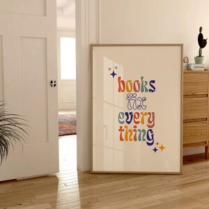 Retro Bookish Printable Poster Gift Idea for Book Lover, Vintage ...