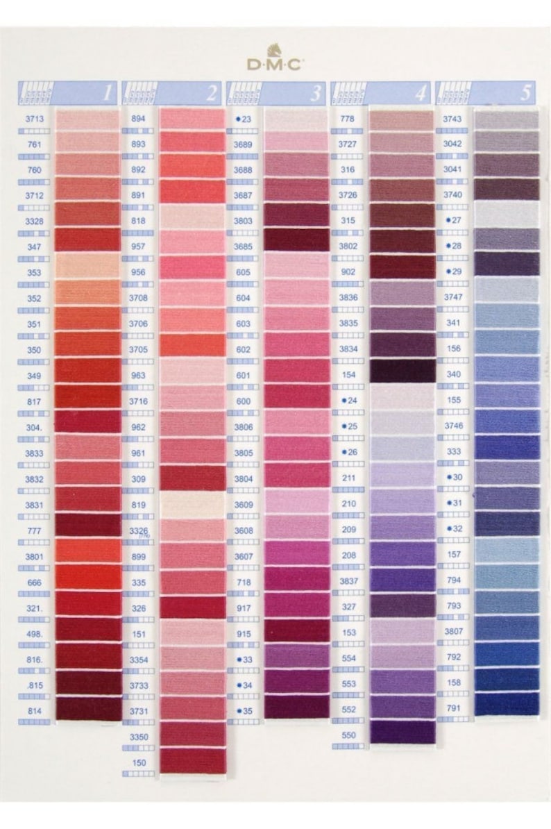 DMC Stranded Cotton Floss Shade Card (real Threads) - W100B - Etsy