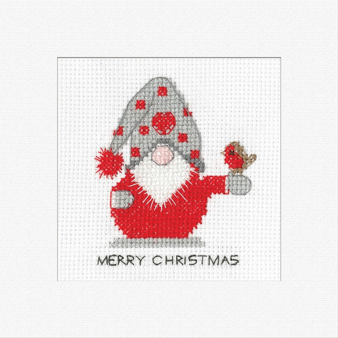 Gonk With Christmas Robin Gonk Christmas Card Cross Stitch Kit heritage ...