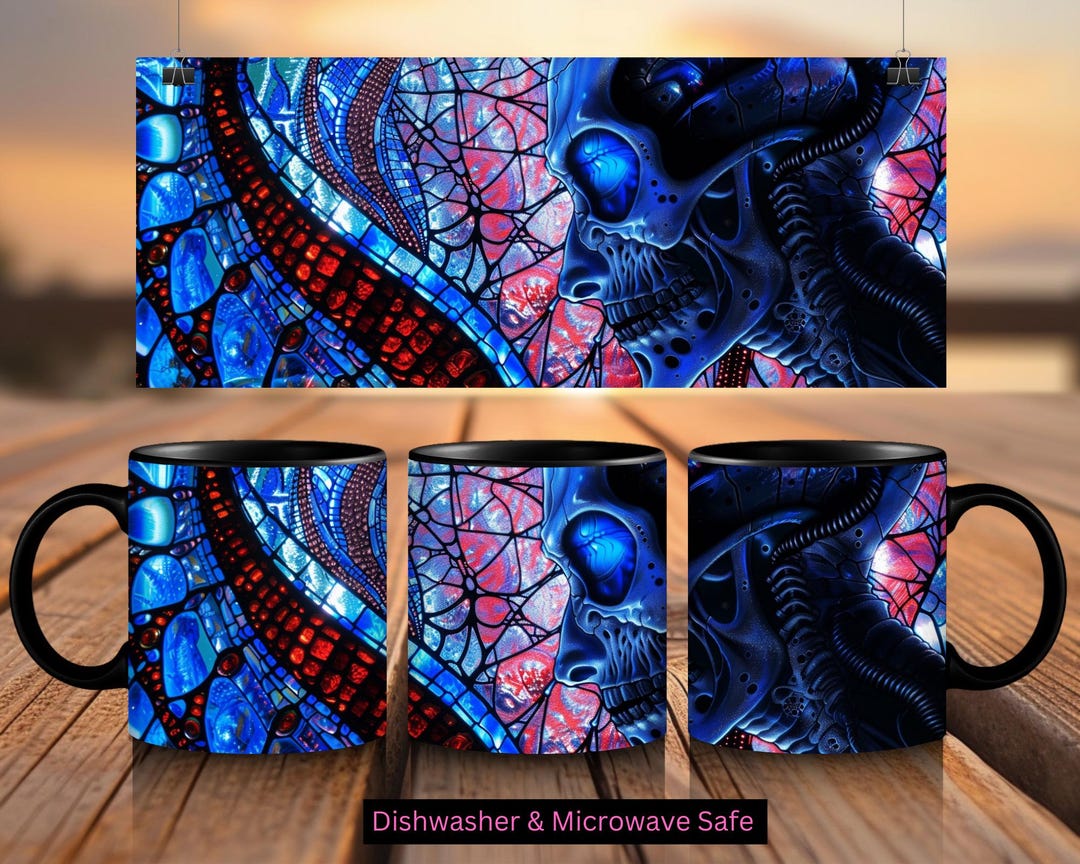 Demon Head Coffee Mug, Aliens Hr Giger Style Mug, Stained Glass Alex ...
