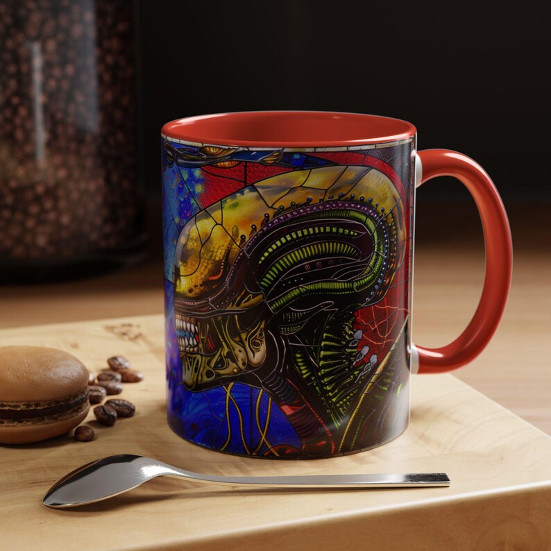 Alien Head Coffee Mug, Aliens Hr Giger Style Mug, Stained Glass Alex ...
