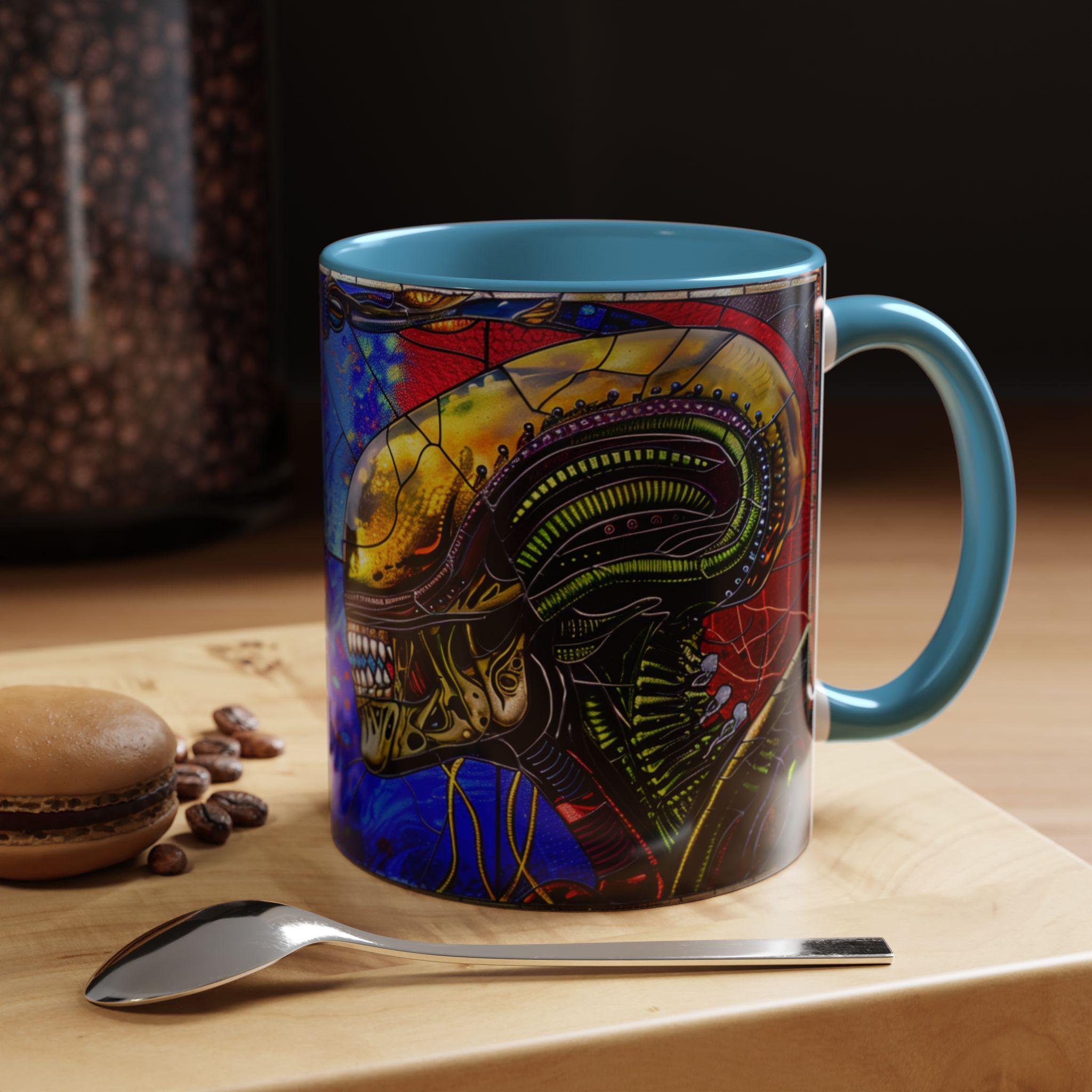 Alien Head Coffee Mug, Aliens Hr Giger Style Mug, Stained Glass Alex ...