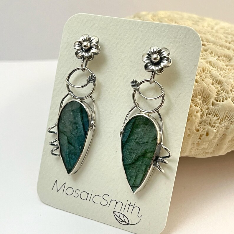 Silversmith Earrings With Labradorite Stones and Hand Fabricated ...