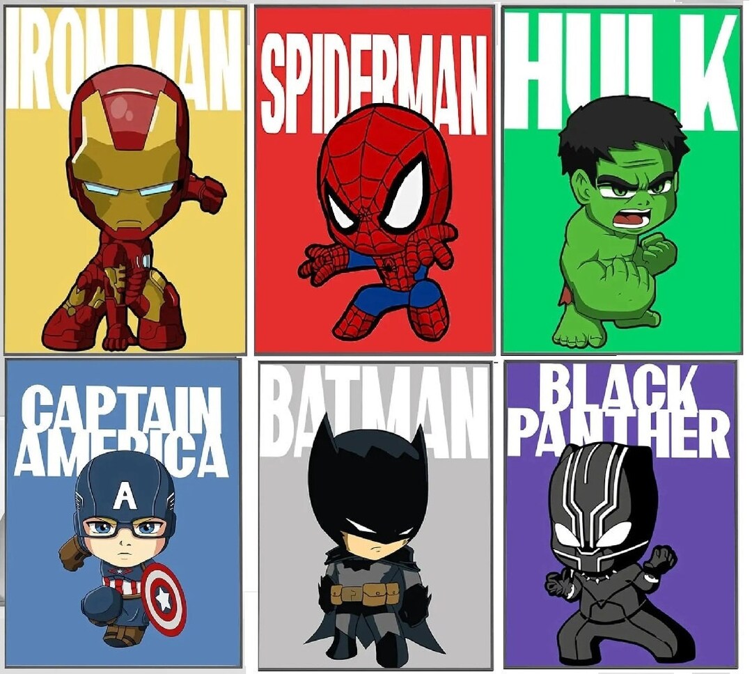 Marvel Super Hero Poster Decoration Frame Wall Art Mural Canva Child ...