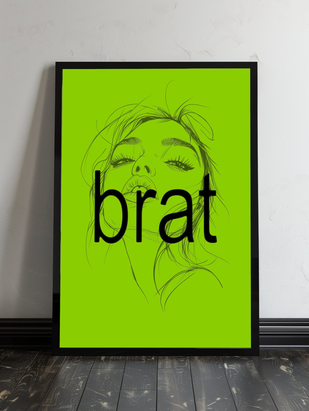 Brat Charli XCX Album Poster Print Simple Green Black Vector Line ...