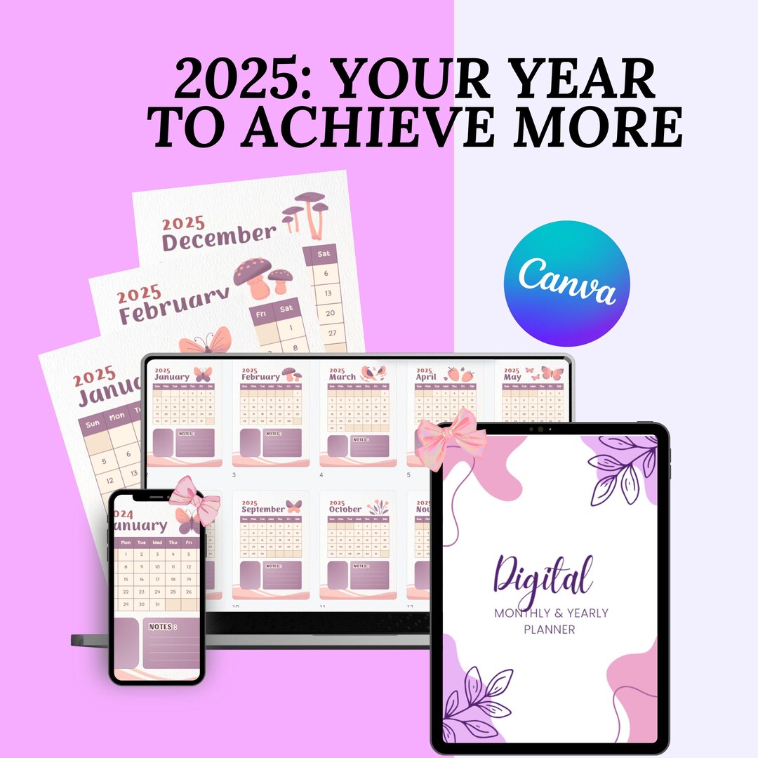 2025 Digital Yearly & Monthly Planner | Customizable, Editable, and ...