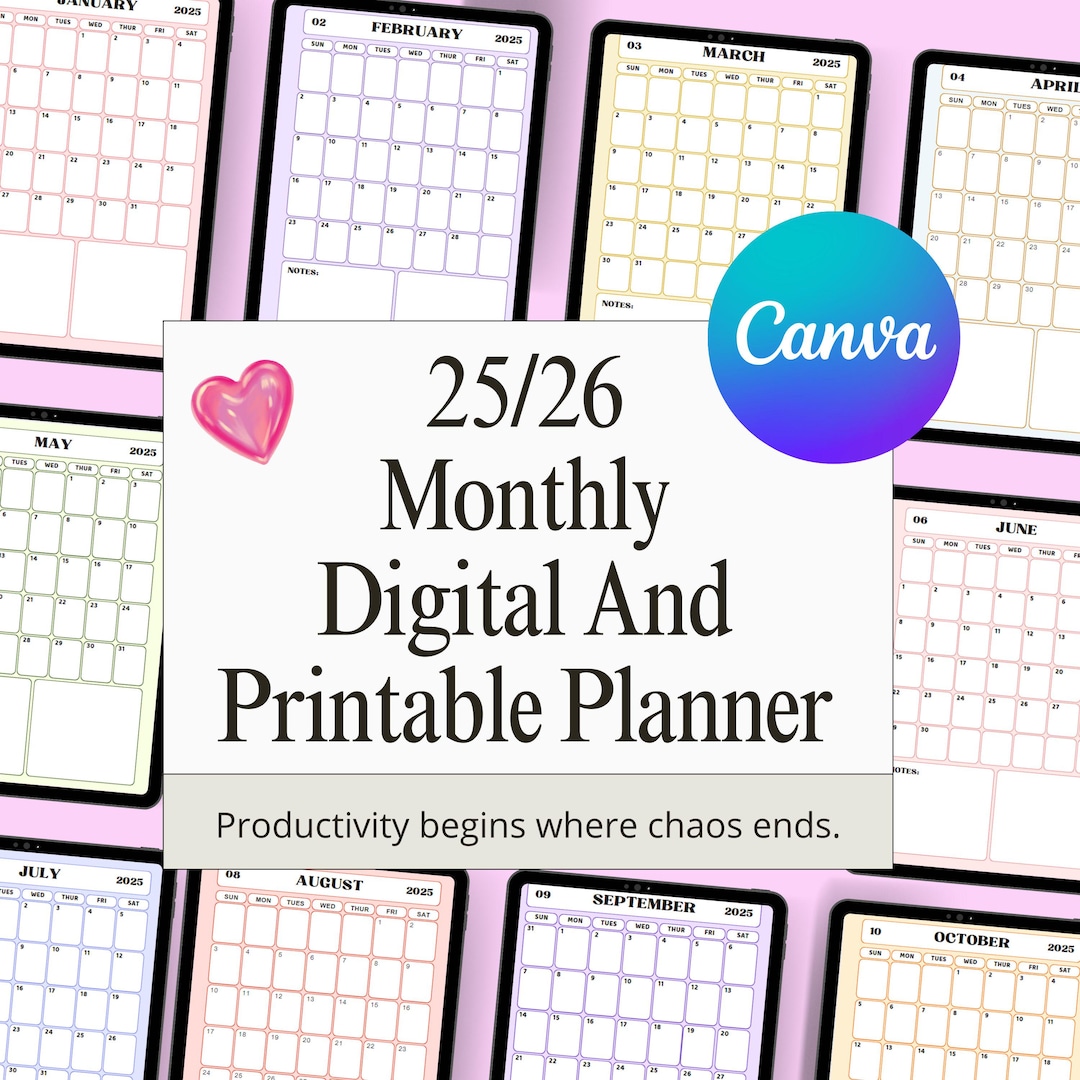 2025 Monthly Yearly Calendar With Elegant Color Design | Customizable ...