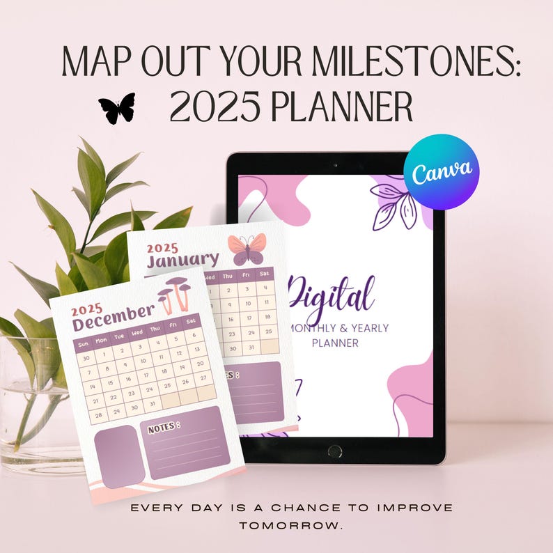 2025 Digital Yearly & Monthly Planner | Customizable, Editable, and ...