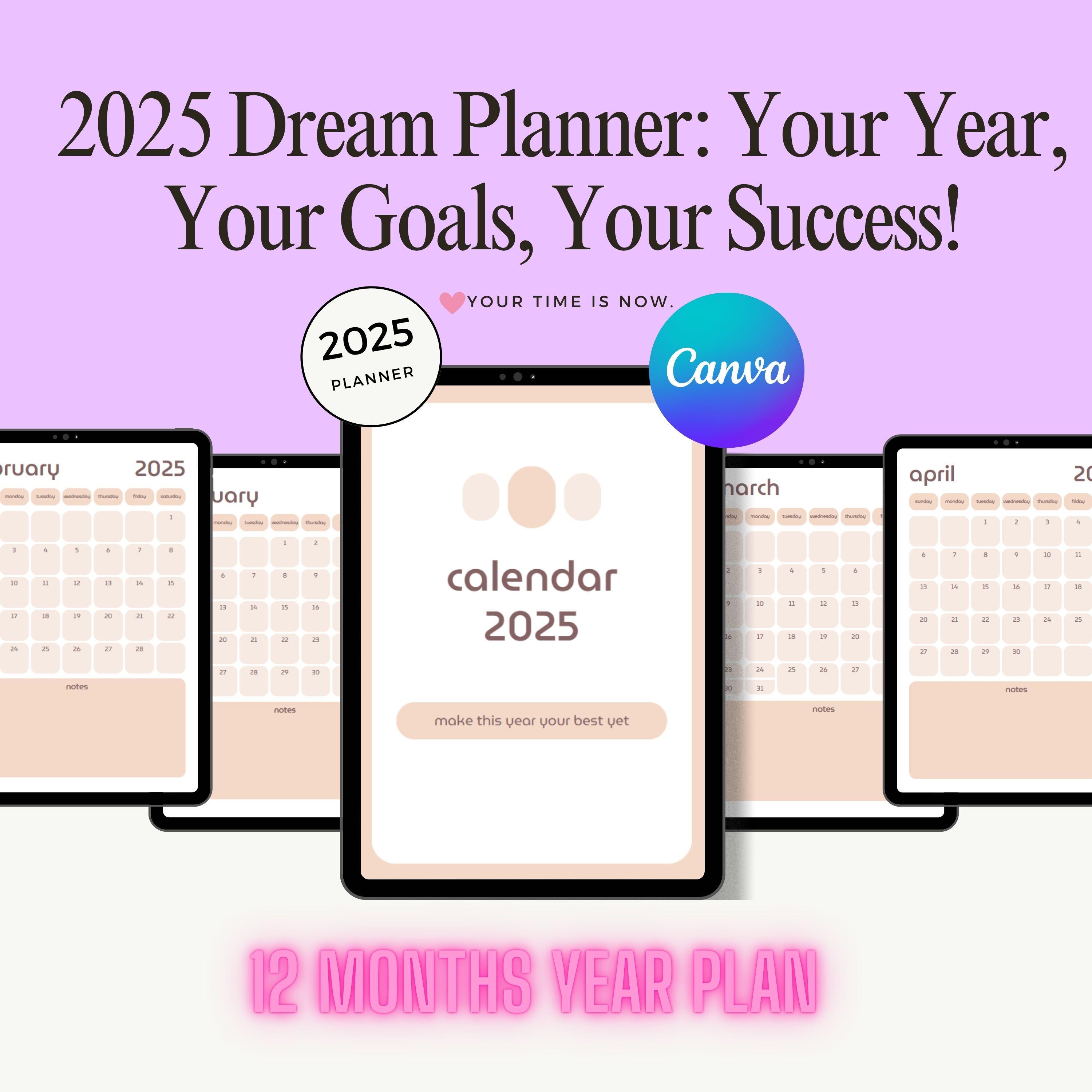 2025 Monthly Yearly Planner – Customize in Canva and Print at Home - Etsy