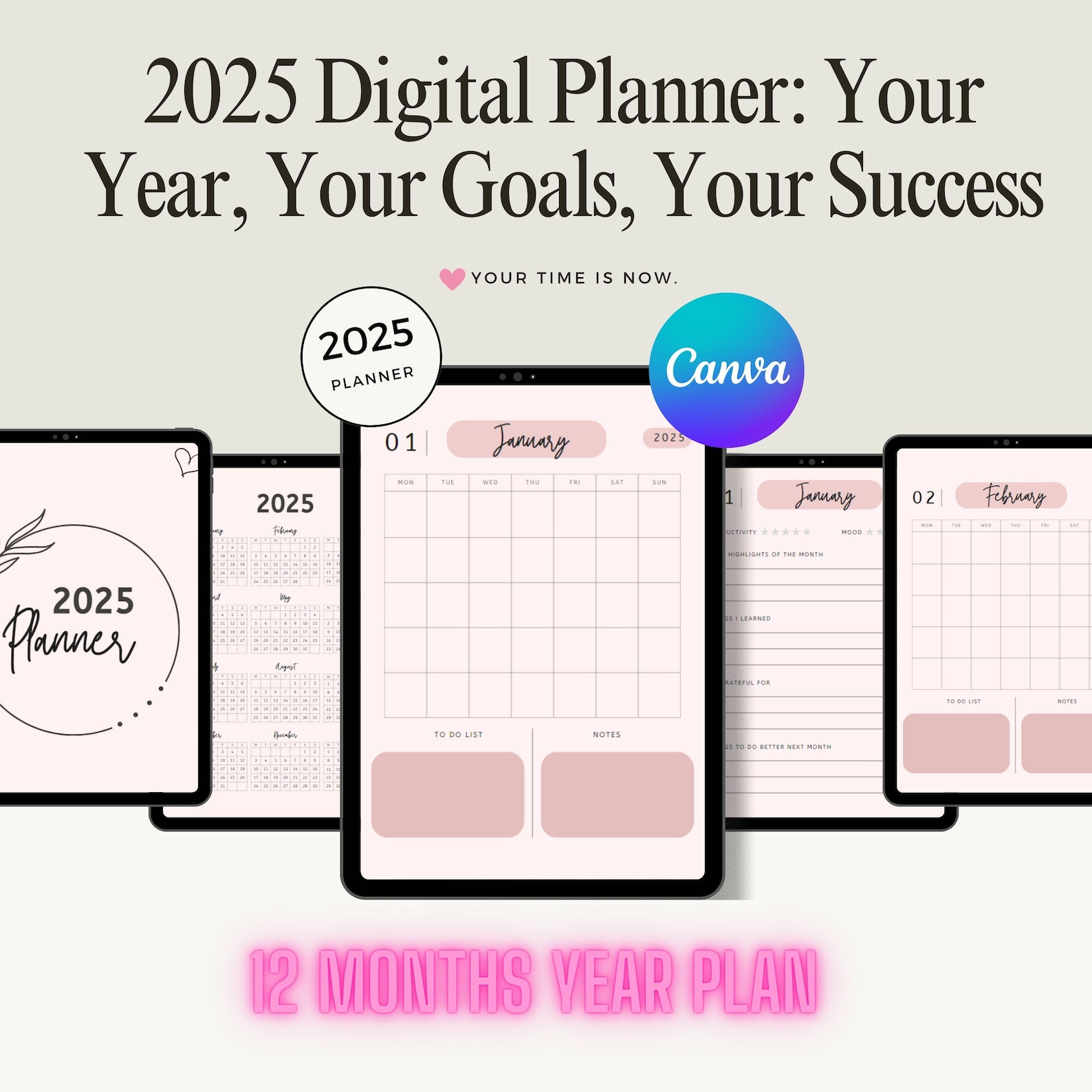 2025 Personalized Digital Yearly & Monthly Planner | Editable ...
