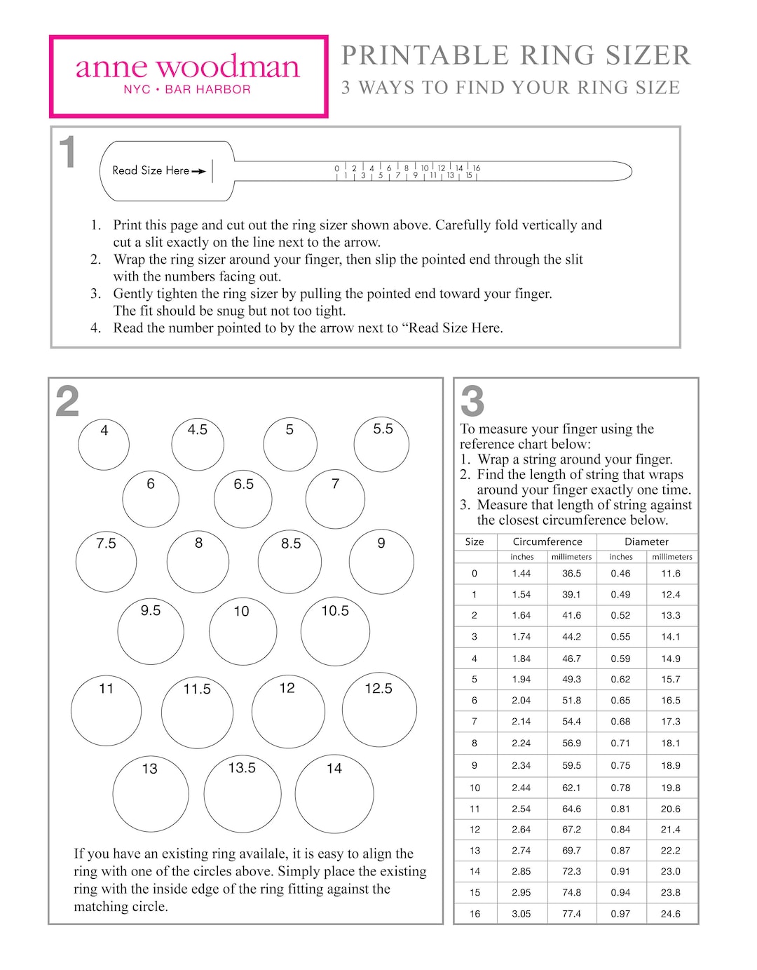 Downloadable Ring Sizer, Three Ways to Measure Your Finger, Paper Ring ...
