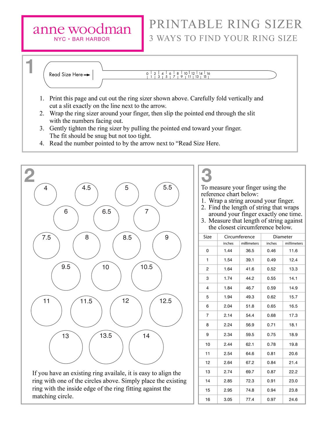 Downloadable Ring Sizer, Three Ways to Measure Your Finger, Paper Ring ...