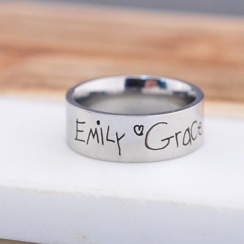 Engraved Handwriting Ring Custom Handwriting Ring - Etsy