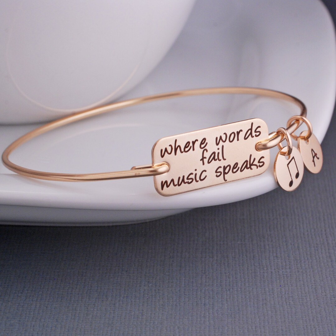 Music Bracelet, Where Words Fail Music Speaks Bangle Bracelet, Music ...