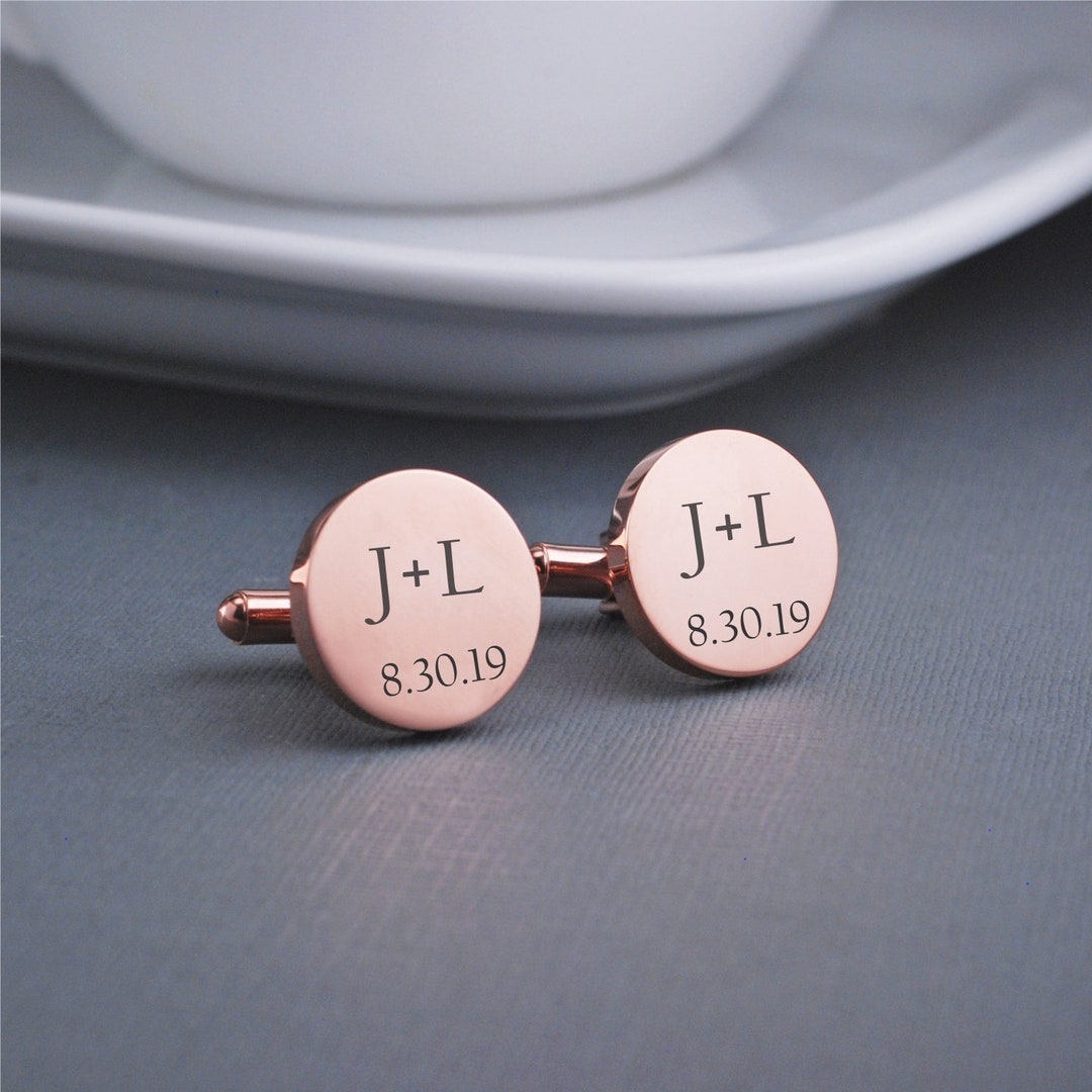 Anniversary Gift Cufflinks, Custom Initial and Date Cufflinks ...