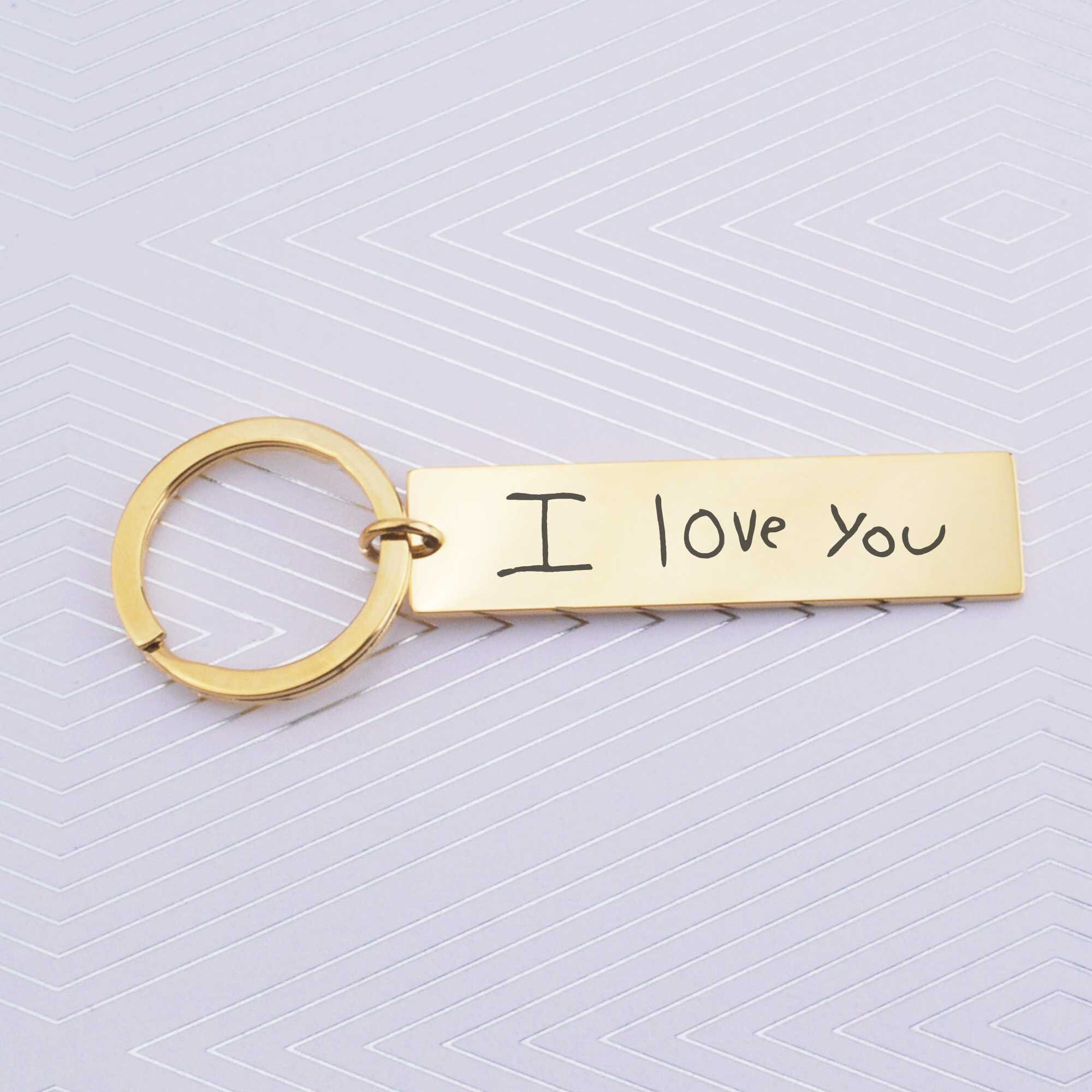 Handwriting Keychain, Memorial Gift, Engraved Gifts, Key Ring Keepsake ...