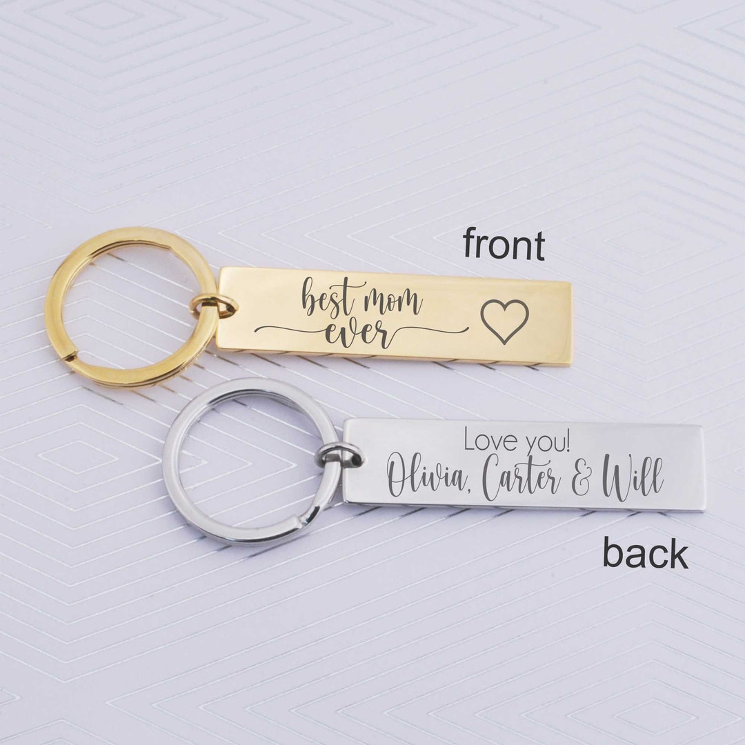 Personalized Key Ring Unique Gift for Mom, Best Mom Ever Keychain Gift ...