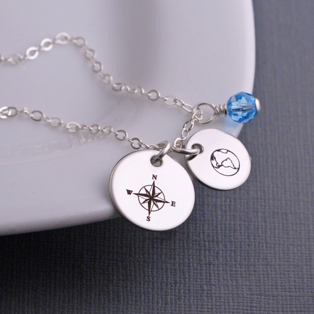 Custom Compass Necklace, Compass Jewelry, Navy Wife Gift, Military Mom ...