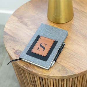 Initial Journal With Cell Phone Pocket and Pen, Personalized Notebook ...