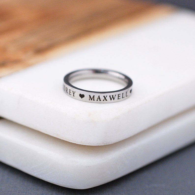 Name Stackable Ring Engraved Name Ring Personalized Name - Etsy