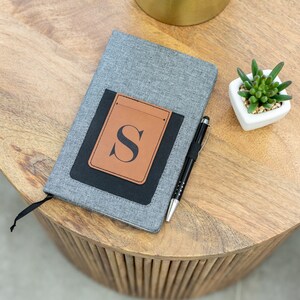 Initial Journal With Cell Phone Pocket and Pen, Personalized Notebook ...