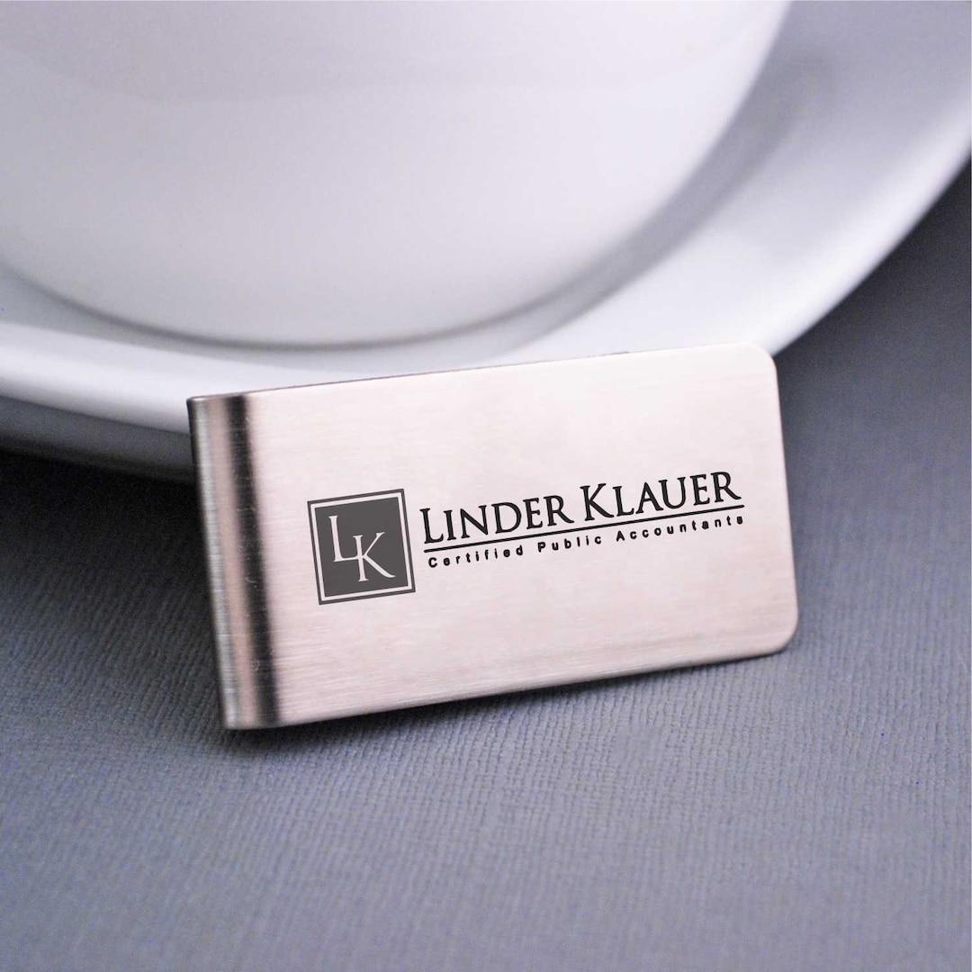 Business Logo Money Clip, Custom Engraved Logo Money Clip, Corporate ...