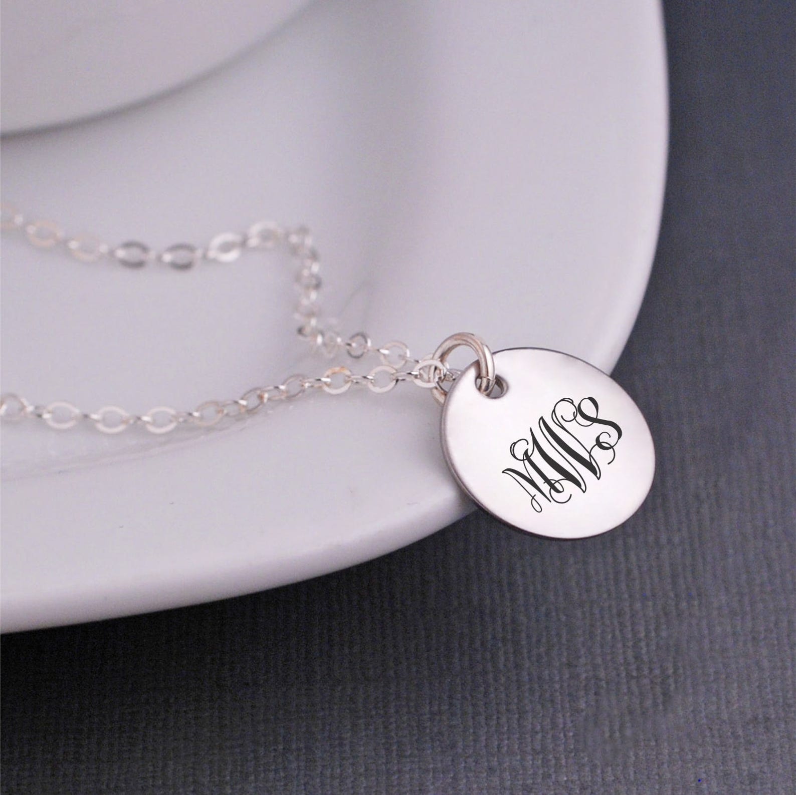 Monogram Necklace Personalized Monogram Necklace Monogrammed | Etsy