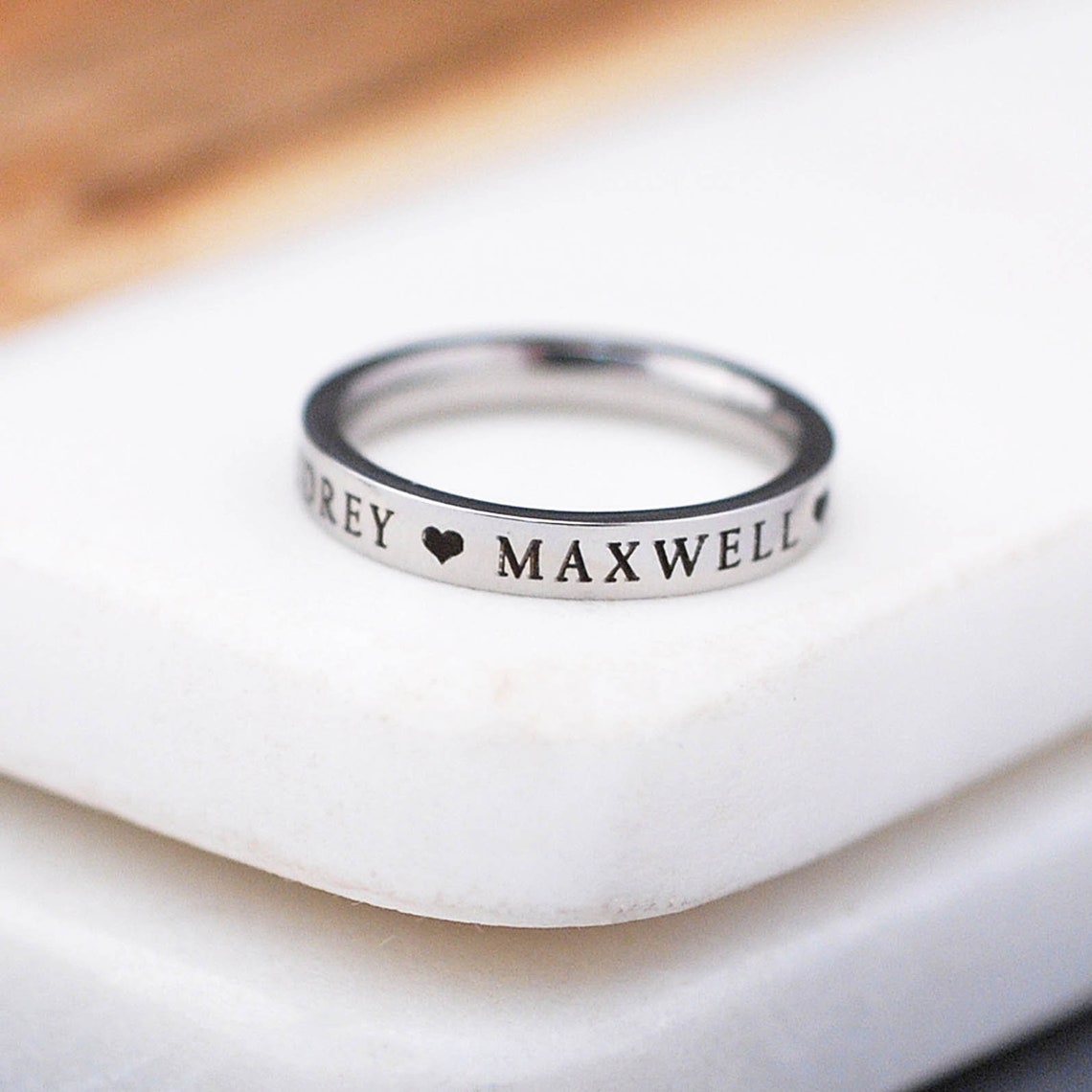 Name Stackable Ring Engraved Name Ring Personalized Name - Etsy