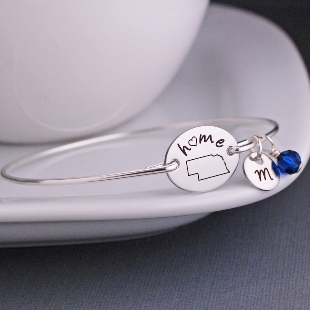 Nebraska Bracelet, Custom Nebraska Jewelry, State Pride, Bangle ...