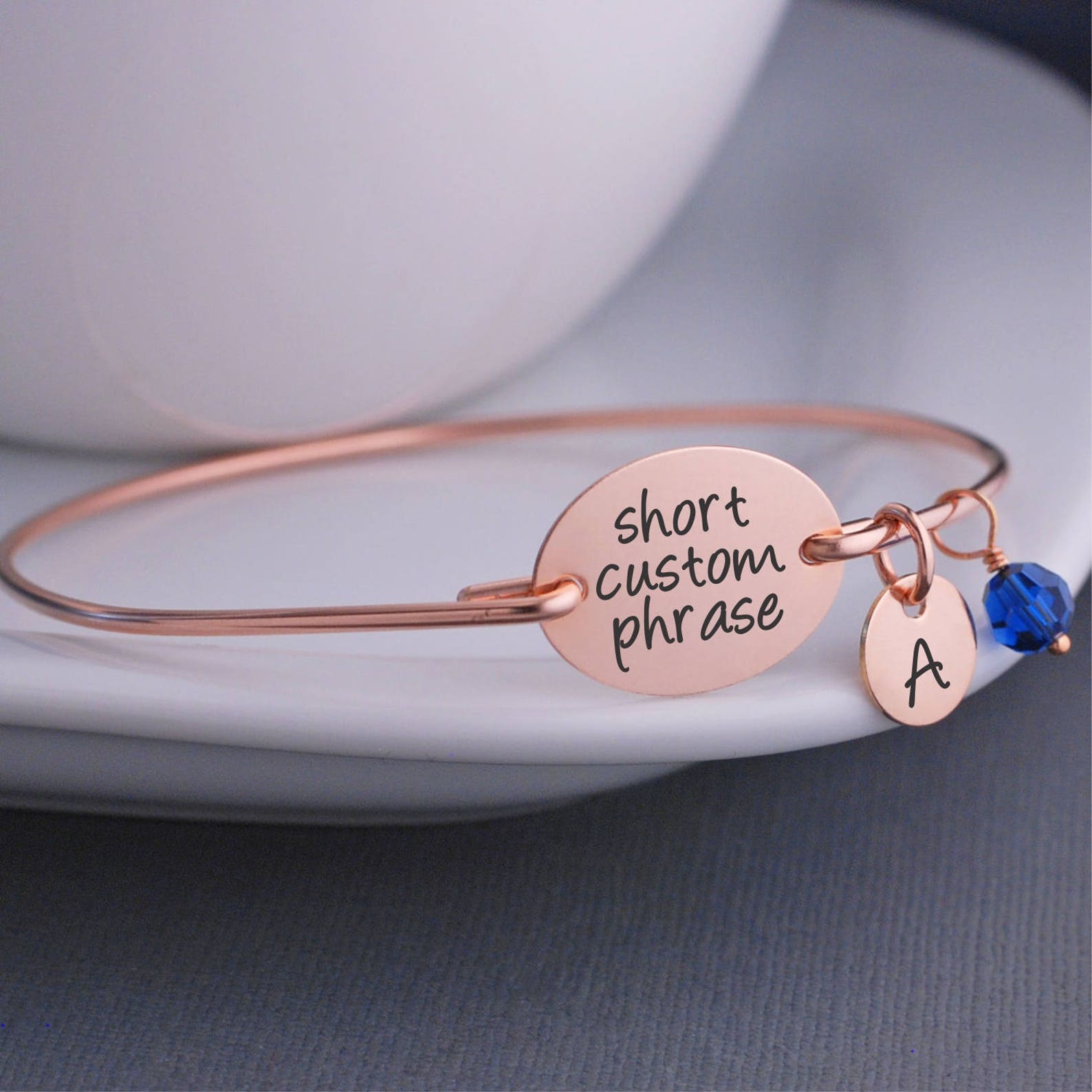 Design Your Own Engraved Bangle Bracelet, Custom Message Jewelry in ...