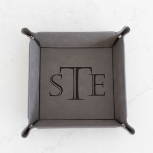 Monogrammed Leather Valet Tray, Office Organizer Tray for Him, Catch ...