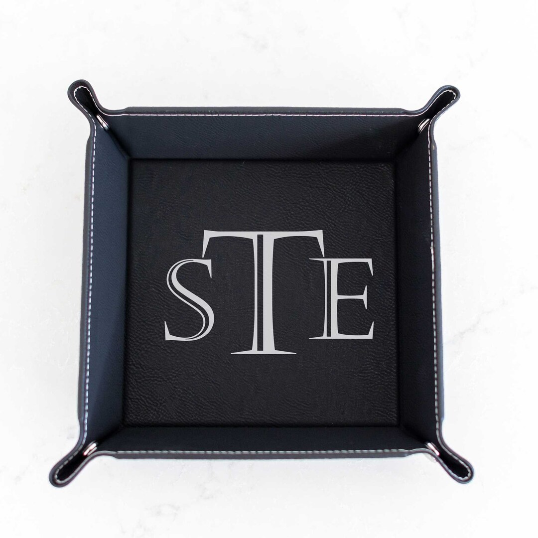 Monogrammed Leather Valet Tray Office Organizer Tray for Him - Etsy