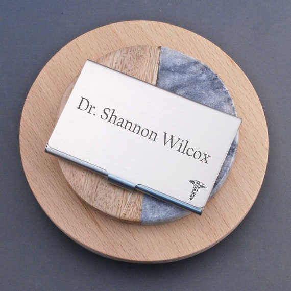 Doctor Business Card Holder Engraved Gift for Nurse - Etsy