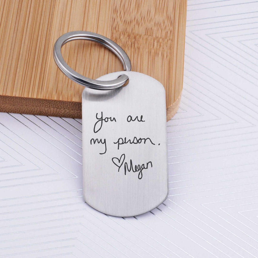 Engraved Handwriting Gifts Key Ring, Personalized Anniversary Gift for ...