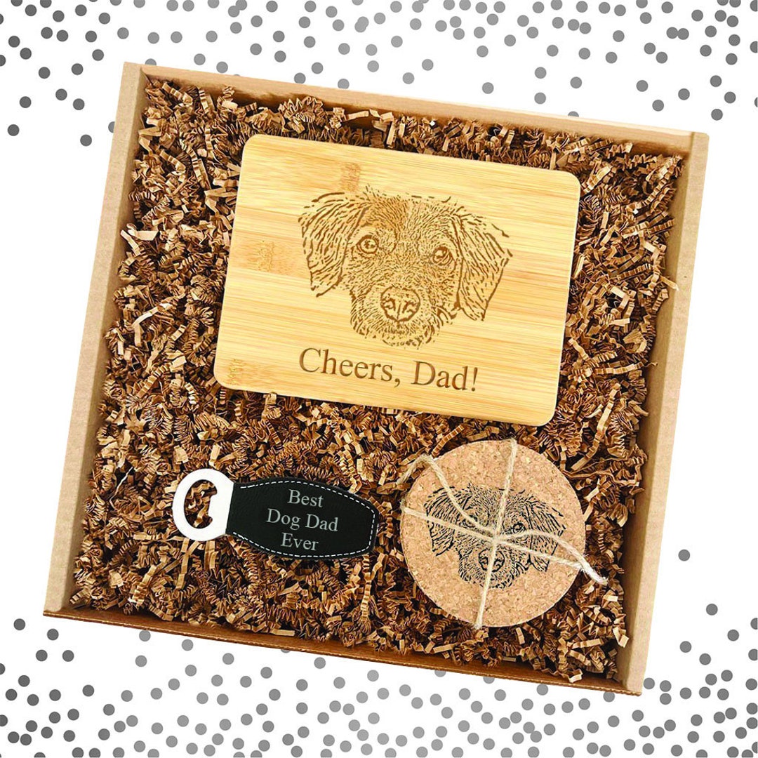 Dog Dad Gift for Father's Day, Bar Gift Set for Dad, YOUR DOG Engraved ...