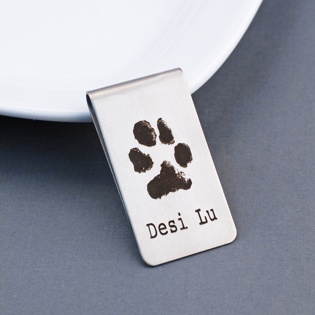 Real Paw Print Money Clip, Your Pet's Custom Paw Print Engraved Money ...