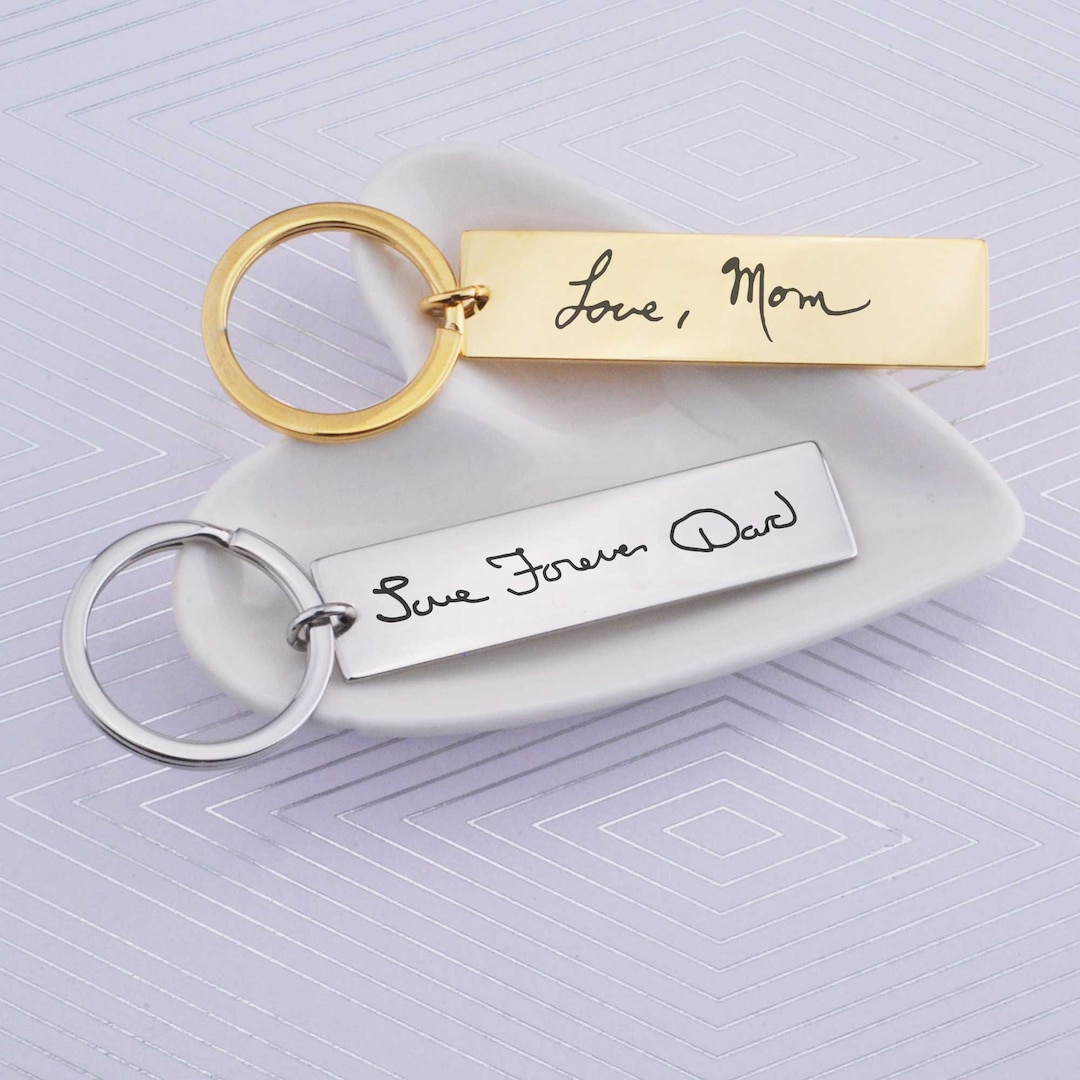 Handwriting Keychain, Memorial Gift, Engraved Gifts, Key Ring Keepsake ...