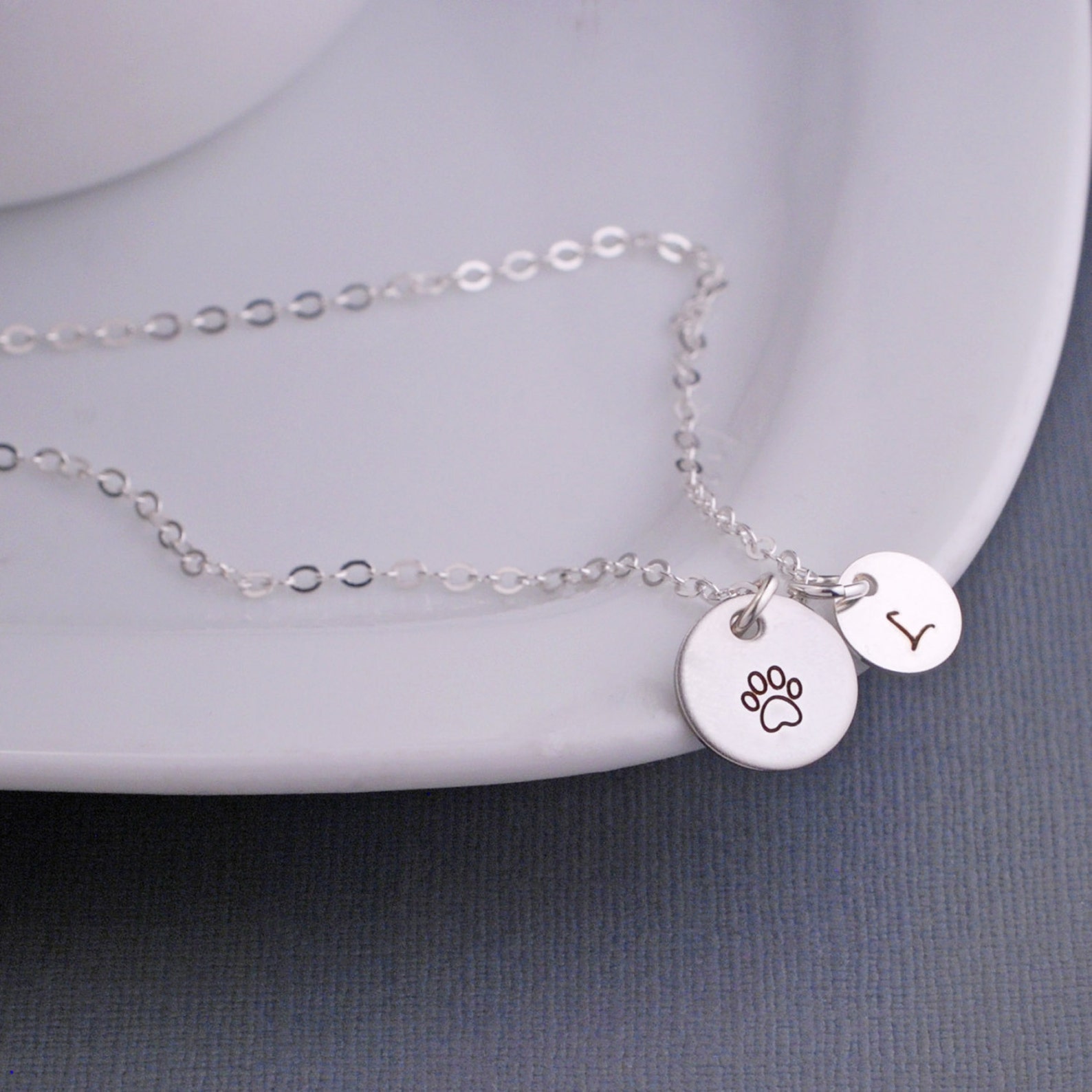Paw Print Necklace, Custom Pet Memorial Necklace, Personalized Cat or ...