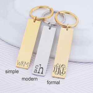 Monogram Keychain, Personalized Monogrammed Key Ring, Initial Keychain ...