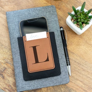 Initial Journal With Cell Phone Pocket and Pen, Personalized Notebook ...