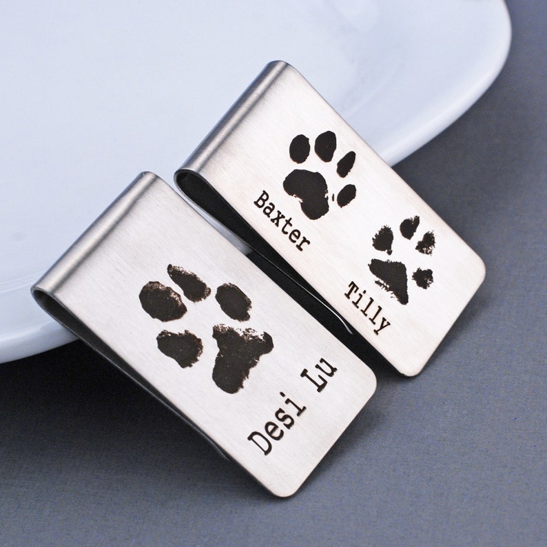Real Paw Print Money Clip, Your Pet's Custom Paw Print Engraved Money ...