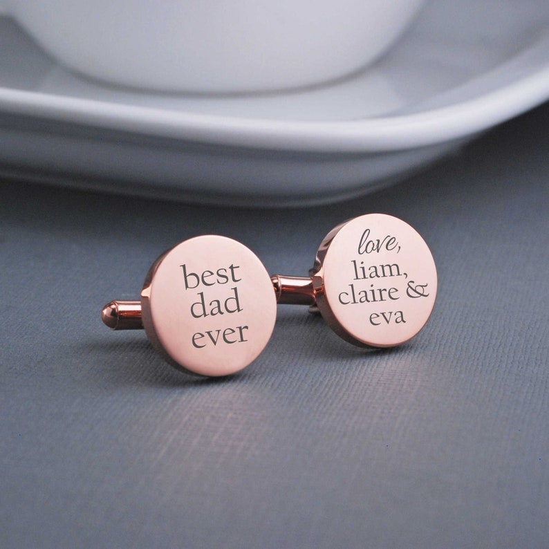 Personalized Rose Gold Cuff Links, Best Dad Ever Cufflinks, Father's ...
