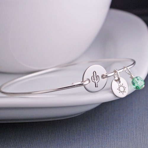 Cactus Bracelet Arizona Jewelry Personalized Saguaro Cactus Etsy