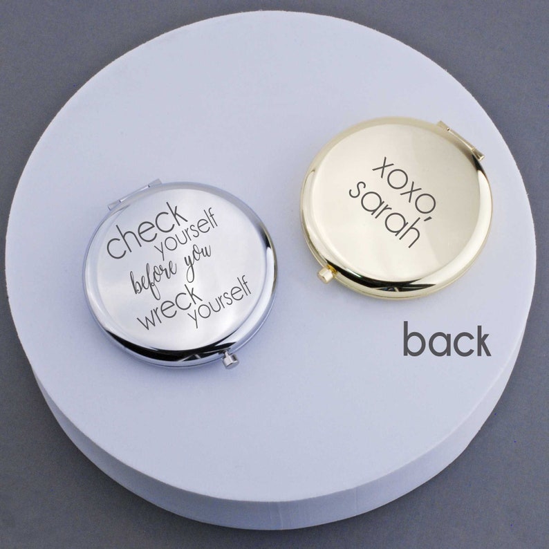 Funny Women Gifts, Check Yourself Compact Mirror, Engraved Pocket ...