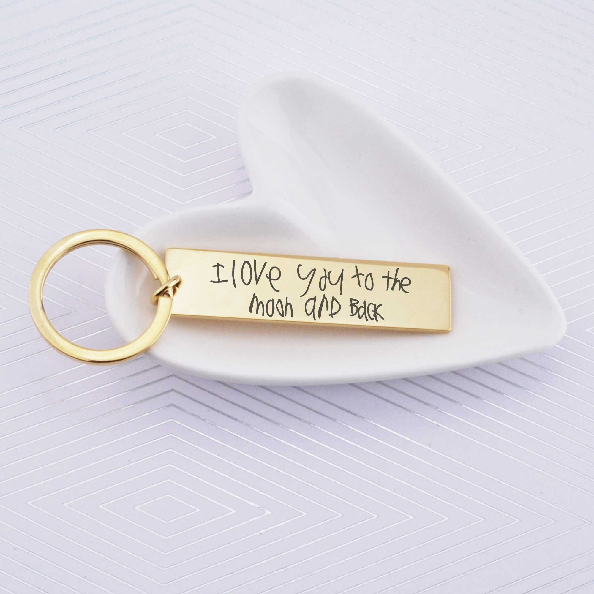 Handwriting Keychain, Memorial Gift, Engraved Gifts, Key Ring Keepsake ...